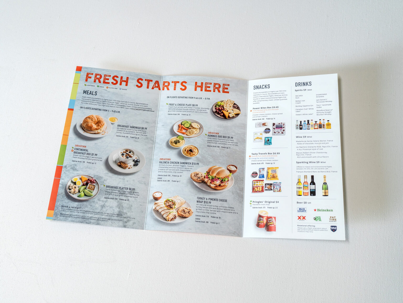 American Airlines – Main Cabin Menu – brian magallanes