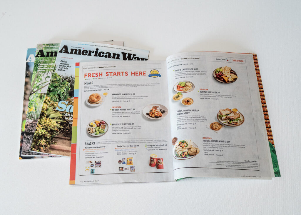 American Airlines – Main Cabin Menu – brian magallanes
